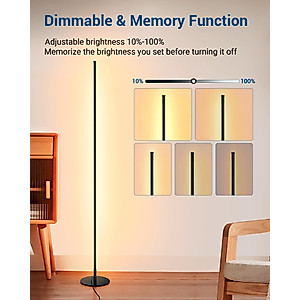 DEWENWILS 57.5" Minimalist LED Corner Floor Lamp, Set of 2 Modern Dimmable Mood Lighting, Standing Tall Floor Lamp for Living Room, Bedroom, Office, 3000K Warm White Light (Black)