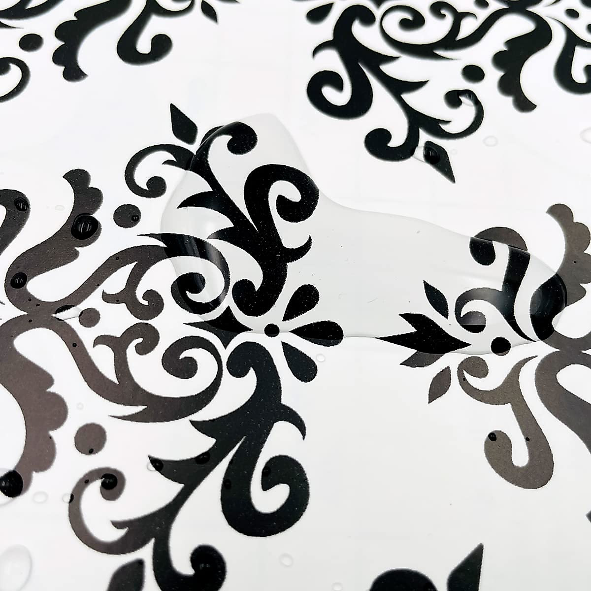 Yifely Self-Adhesive Shelf Liner Removable Furniture Paper for Covering Apartment Dresser Drawers, Retro Black Damask, 17.7 Inch by 9.8 Feet