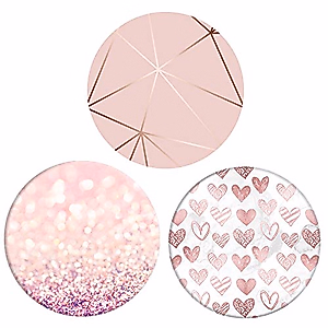 Foldable Cell Phones Stand and Tablets Holder ( 3 Pack ) - Heart Rose Gold Geometric