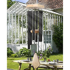 Howarmer Wind Chimes Outdoor Deep Tone, 30 Inches Wind Chimes Outdoor, Memorial Wind Chimes with Hook as Gifts for Mother's Day/Housewarming/Christmas, Patio, Garden, Yard, Home Decor. Black