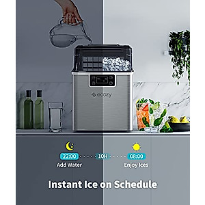 ecozy Countertop Ice Makers, 45lbs Per Day, 24 Cubes Ready in 13 Mins, Stainless Steel Housing, Auto Self-Cleaning Ice Maker with Ice Bags and Ice Scoop for Kitchen Office Bar Party
