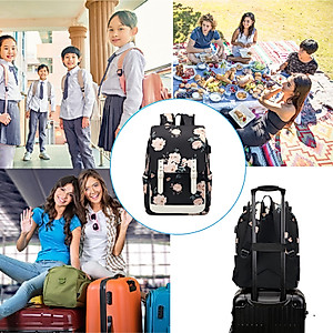 Pawsky Laptop Backpack for Women Girls, Stylish College School Backpack with USB Charging Port Water Resistant Casual Daypack, Floral