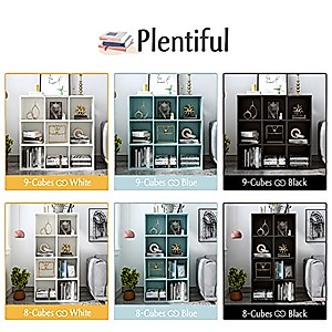 OSCHF 9-Cube Storage Shelf Bookcase - Wooden 3-Tier Floor Standing Open Bookshelf for Home and Office, Display Cabinet, Warm White