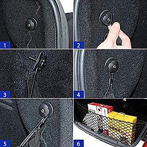 neynavy 1 Pack Car Adjustable Heavy Duty Cargo Net, 43.3" x 15.7" Double-Layer Standing Net, Stretchable Storage Mesh with Hooks, Item Storage Bag, Universal Vehicle Interior (Black)