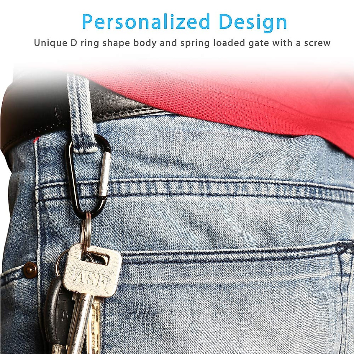 20PCS Mini 1.85"/4.7CM Aluminum Carabiners with 10PCS Nickel Metal Key Rings Lightweight D Shape Keychain Clips Small Multipurpose Carabiner Buckles for Indoor Outdoor Use