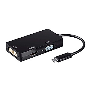 Monoprice USB Type-C to 4K HDMI, Single Link DVI, and VGA Passive Adapter,6in Cable Length, Black - Consul Series