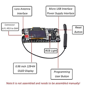 DIYmall LoRa GPS Module LoRaWAN HTCC-AB02S Development Board 868MHz 915MHz with 0.96 inch OLED Display CP2102 ASR6052 Chip LoRa Kit for Arduino IoT
