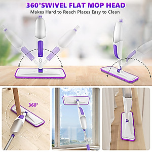 Microfiber Spray Mops for Floor Cleaning - SEVENMAX Floor Mop with 3 Washable Pads fit for Swiffer Powermop Dry Wet Mop for Wood Laminate Tile Ceramic Vinyl Flat Dust Mop for Hardwood Floor Cleaning