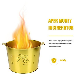 LIFKOME 55 Gallon Burn Drum Stainless Steel Burn Incinerator Cage Pit Chinese Fortune Treasure Basin Ash Bucket Money Burning Incinerator Bin for Garden Leaf Trash Yard Trash Cans Outdoor