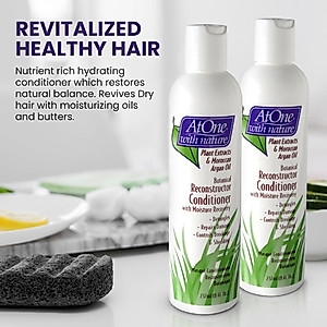 AtOne with Nature Reconstructor Conditioner - Restore and Strengthen Hair with Rosemary Extracts, Shea Butter, and Argan Oil - 8 Fl. Oz