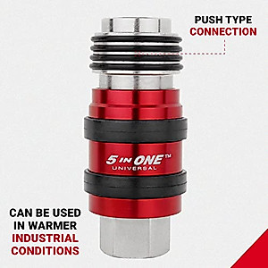 Milton 1750 Safety Exhaust Coupler, 1/4" body, 1/4" FNPT (Pack of 5) Red