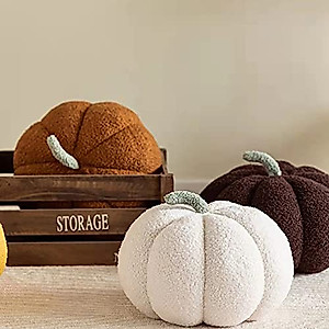 MONKISS Halloween Pumpkin Pillow Decorations, Soft Pumpkin Shaped Throw Pillow Short Fleece Skin-Friendly,Pumpkin Decorating Pillow Plush for Thanksgiving Gifts (White, 14 inch)…