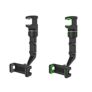 360 Degrees Rearview Mirror Phone Holder Multifunctional Rotating Car Phone Bracket,Phone and GPS Holder Universal 360° Car Phone Holder for Most Phones with Car Hook and 3 in 1 Data Cable (Black)