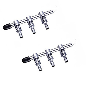 QMseller 2pcs 3- Way Aquarium Chrome Metal Gang Manifold Air Line Control Valve Air Tap Air Splitter