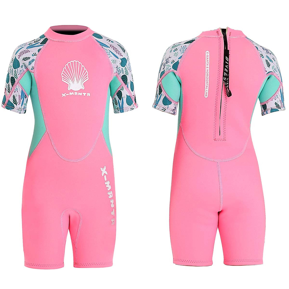 Kids Wetsuit Full Suits Shorty Suits Girls 2.5mm Neoprene Swimsuit UV Protection Keep Warm Short Sleeve Wetsuits for Swimming Diving Scuba XL Size