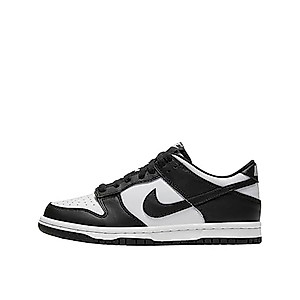 NIKE Boy's Dunk Low Basketball Shoe, White/Black/White, 6 Big Kid
