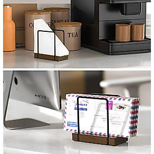 Modern Wooden Napkin Holder for Table with Black Steel Wire-Farmhouse Napkins Holder Dispenser-Napkin Holders for Kitchen & Dining Tables Decor