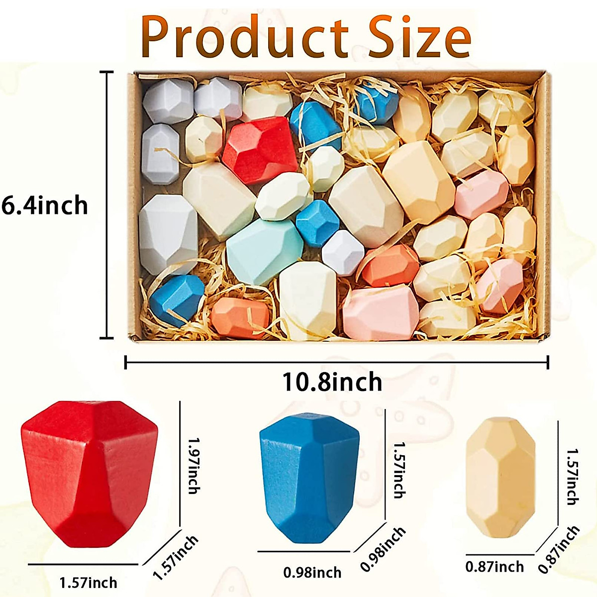 Aosmeol Balancing Stones,Wooden Rocks Stacking Stones,Colorful Stacking Rocks for Kids,Educational Balancing Rock Preschool Learning Puzzle Toy Gift for Children Boys Girls(36PCS)