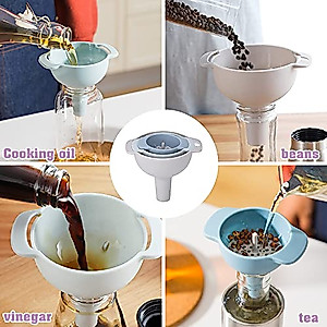 4 in 1 Kitchen Funnels for Filling Bottles, Kitchen Funnels with Detachable Strainer Filter, BPA-Free Food Grade Oil Funnel, Suitable for All Kinds of Solid Food and Liquid