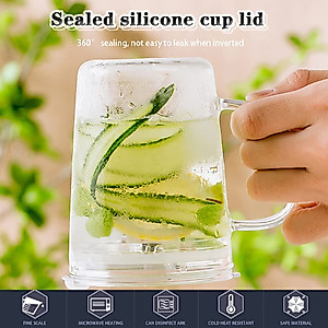 ZRAGEK Straw Cup Glass Mug with Straw and Spoon, Breakfast Scale Coffee Cup, Thickened High Borosilicate Glass Cup, 17.6oz Large Capacity, Microwave Safe(Black,17.6Oz)