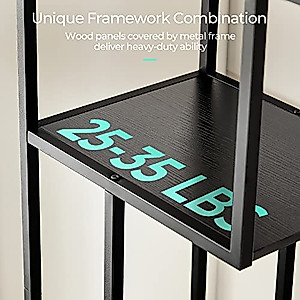 LINSY HOME Bookshelf, 5 Tier Wood and Metal Book Shelf, 68 Inches Display Tall Bookcase, Open Display Shelves for Living Room Bedroom Home Office, Black