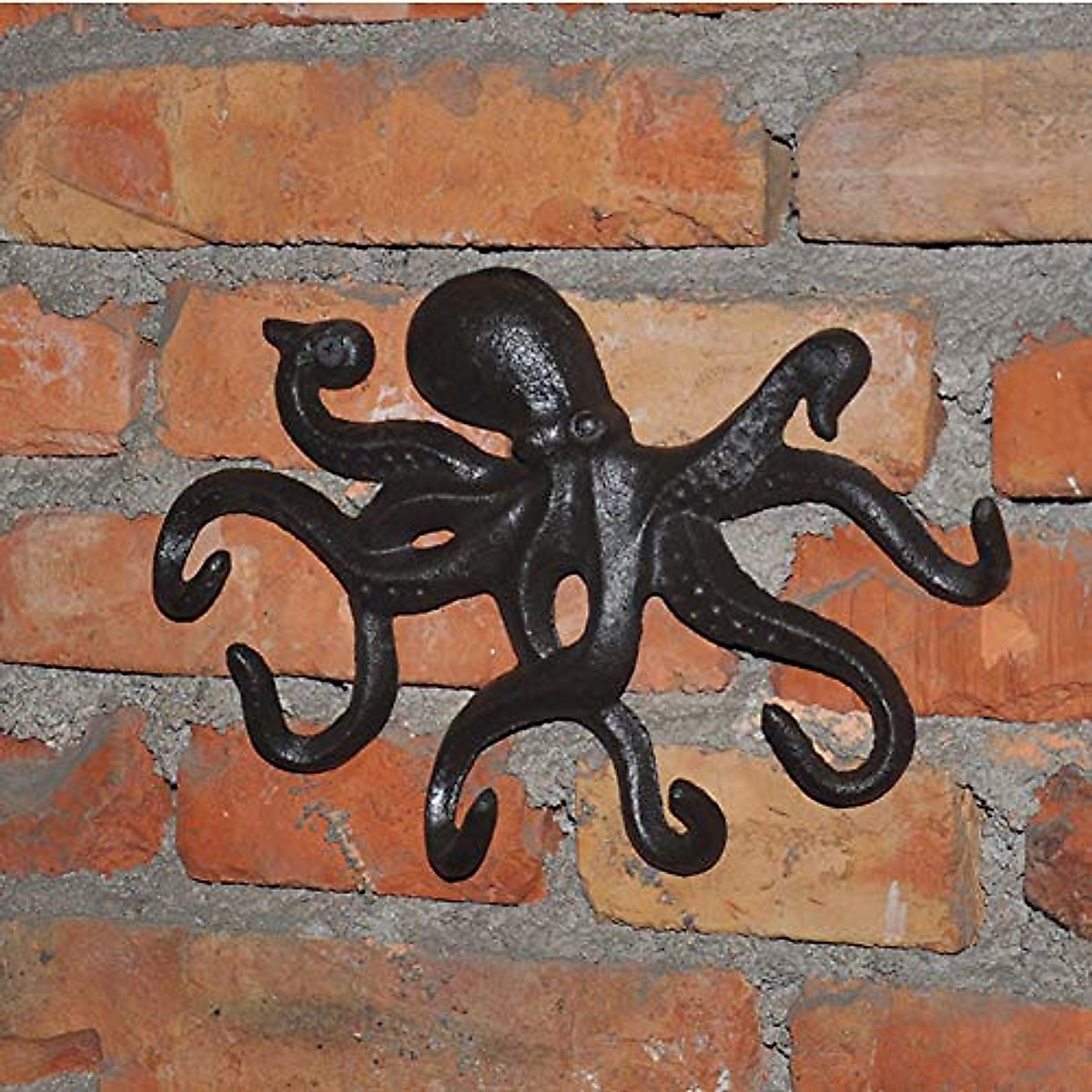 Octopus Key Holder for Wall Cast Iron Key Hooks Decorative Rustic Towel Hooks Wall Mounted Heavy Duty Coat Hooks with 6 Tentacles for Keys, Towel, Bags, Hat, Cup, Scaf