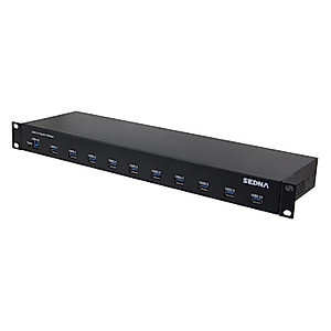 SEDNA - 19 Inch 1U Rack Mount 10 Port USB 3.2 Gen II Hub (10Gbps) with 5V 10A AC/DC Adapter