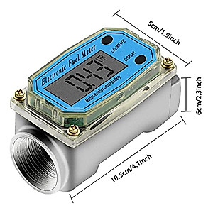 Digital Flow Meter 1 inch Turbine Water Flowmeters 30 GPM Fuel Lab Counter Gauge for Gas Diesel Kerosene Gasoline Oil High Accuracy Electric Measurement
