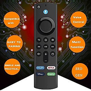 KONROBIN L5B83G Voice Replacement Remote Control (3rd Gen) Compatible with TV Controls,KONROBIN for Amazon Fire TV Stick (2nd Gen,3rd Gen,Lite,4K), Fire TV Cube (1st Gen and Later),Fire TV (3rd Gen)