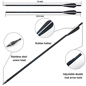 EROCK Carbon Crossbow Bolts Hunting Archery 17inch Carbon Archery Targeting Arrows for Crossbow Training/Hunting Target, 12pcs with Replaceable Arrowhead&Frosted Shaft