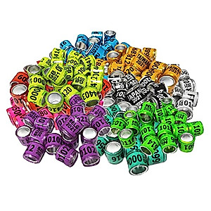 Flameer 100Pcs Chicken Leg Rings - 2021 Aluminium Bird Dove Racing Pigeon Leg Rings Bands,Bird Leg Bands Numbered for Pigeon Parrot Chicks Duck Lovebirds Supplies - Multicolor