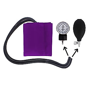 Dixie EMS Aneroid Sphygmomanometer and Dual Head Stethoscope Set with Adult Size Blood Pressure Cuff, Calibration Key and Carrying Case – Purple
