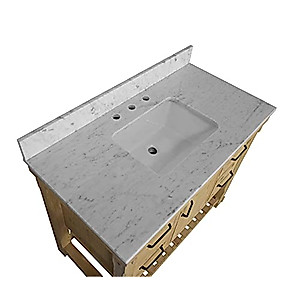 Birmingham 42-inch Bathroom Vanity (Carrara/Driftwood): Includes Driftwood Cabinet with Authentic Italian Carrara Marble Countertop and White Ceramic Sink