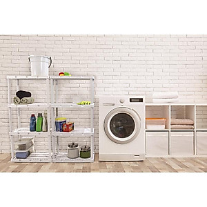 Gracious Living 4 Shelf Knect-A-Shelf Ventilated Light Duty Storage Unit 24 x 12 x 48 Organizer System for Home, Garage, Basement, and Laundry, White