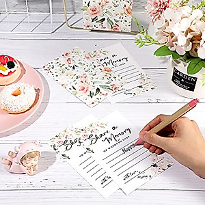 Tatuo 50 Pcs Greenery Share a Memory Cards for Collections of Life, Memory Cards Box Guest Card Ideas Pink Flower Box for Funeral Graduation Wedding Bridal Shower Birthday Anniversary Retirement