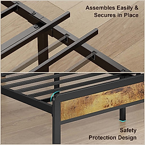 Gizoon Full Platform Bed Frame, Metal Bed Frame with Storage Headboard, Sturdy and Stable, Noise Free, No Box Spring Needed, Easy Assembly