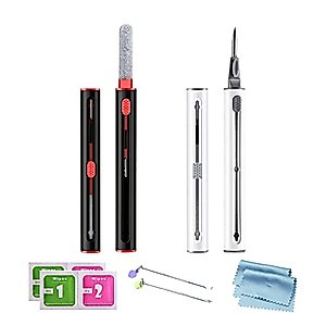 2022 Earbuds Cleaning Kit for Airpod, CareReal 2 PCS Multifunction Cleaning Pen Portable 3 in 1 Headphone Cleaner Kit for Airpod Pro 1 2 3, Wireless Earphones Charging Box, Mobile Phone(White, Black)