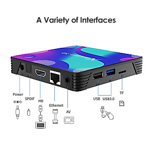 Android 11.0 TV Box, 4GB RAM 32GB ROM RK3318 Quad-Core Support 2.4G/5.8G Dual WiFi Bluetooth 4.0 Ethernet LNA 3D 4K
