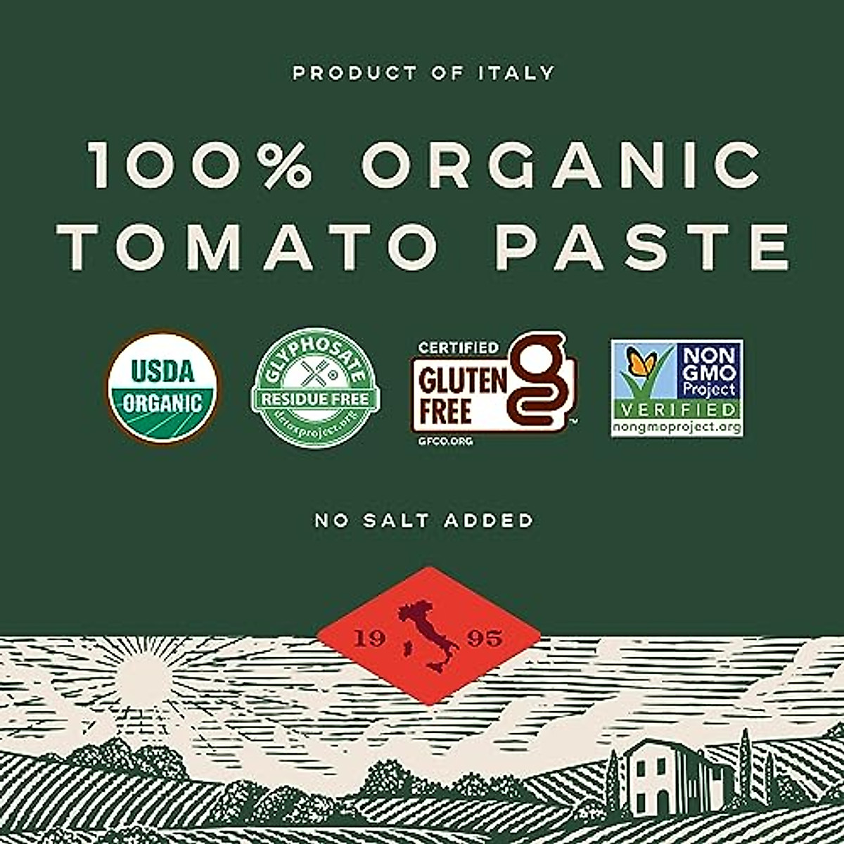 Bionaturae Organic Tomato Paste - No Salt Tomato Paste, Tomato Paste in a Jar, Keto Friendly, Non-GMO, USDA Certified Organic, No Added Sugar, No Added Salt, Made in Italy - 7 Oz, 12 Pack