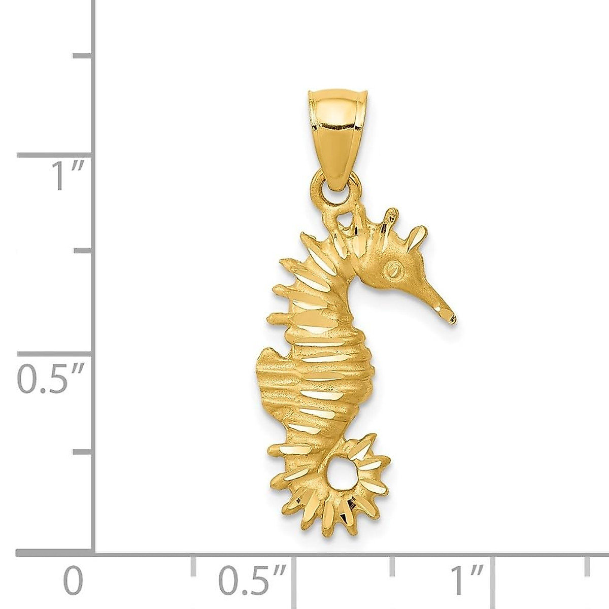 Diamond2Deal 14k Yellow Gold Seahorse Pendant (L- 26 mm W- 11 mm)