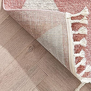 Well Woven Tango Pink Geometric Triangle Pattern Stain-Resistant Area Rug 3x5 (3'11" x 5'3")