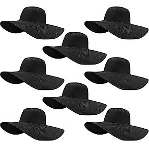 Sintuff 8 Pcs Womens Sun Straw Hat Bulk Super Wide Brim Beach Hats Big Foldable UV Hat Large Floppy Scarecrow Witch Hat(Khaki)