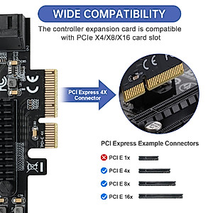 PCIE 4X SATA Card 10 Ports,with 10 SATA Cables and Low Profile Bracket, PCIE to SATA 3.0 6 Gbps Controller, PCIE to SATA Expansion Card,SATA Controller,SATA PCIE Card,ASM1166+JMB575 Chips