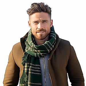 Biddy Murphy 100% Irish Lambswool Plaid Scarf, Soft & Warm, Celtic Tartan Pattern, Blackwatch