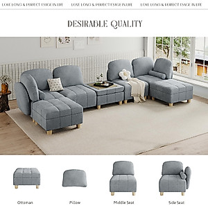 LLappuil Modular Combination Sofa Side Seater, Combination Sofa Belly Teddy Sofa Accessory, Carton A (Grey)