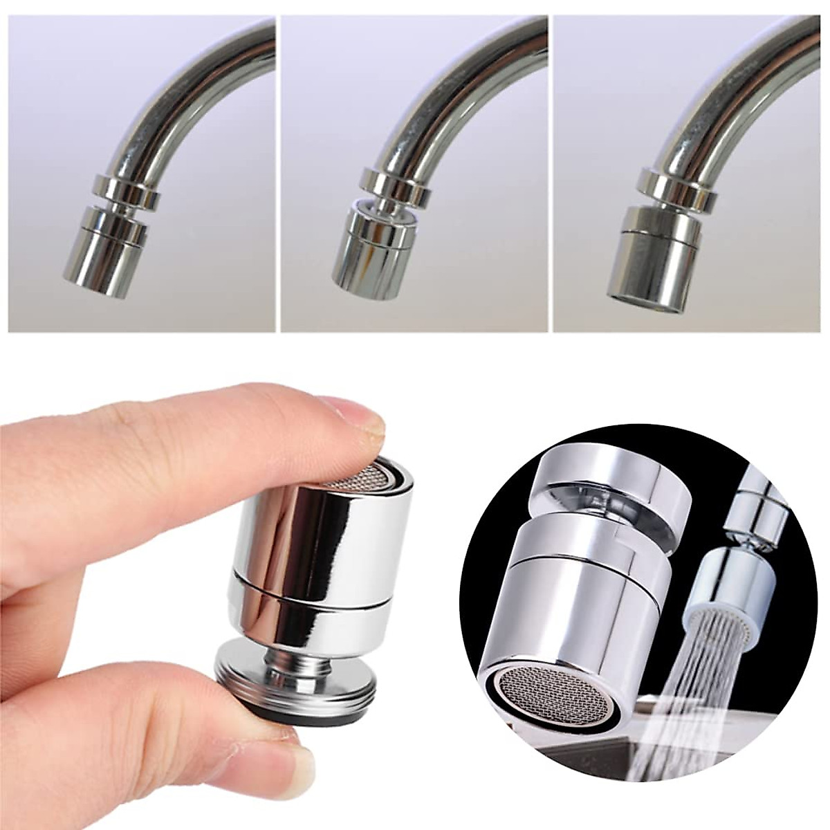 360 degree Swivel Faucet Aerator Filter Adapter for Kitchen Sink Tap Head Faucet Nozzle Adapters Replacement Part (Male 20mm)