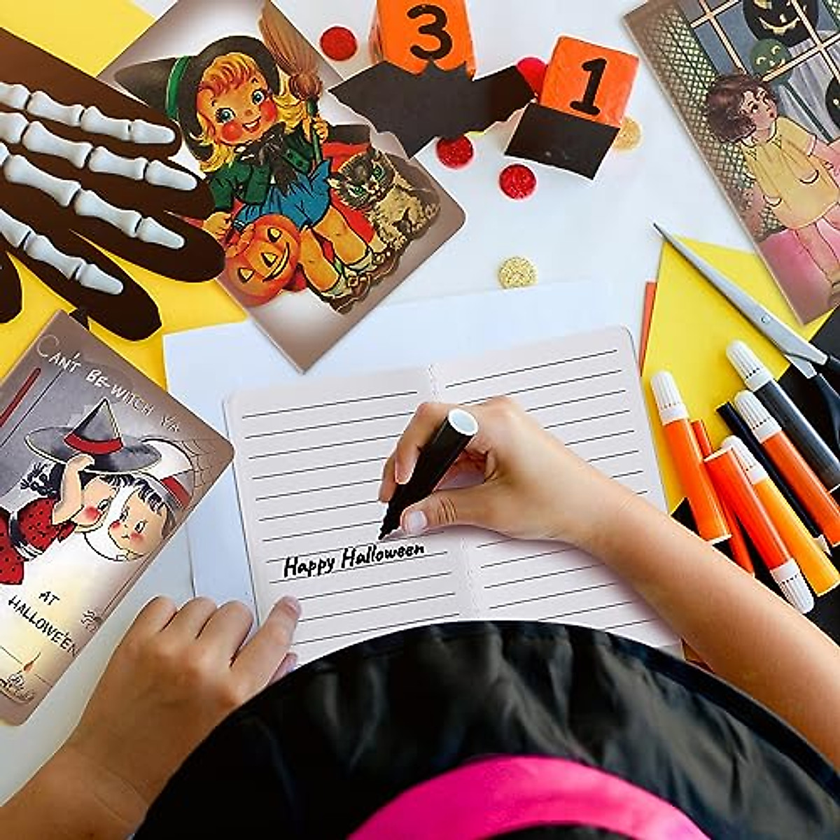 24 Pack Halloween Mini Notepads 24 Styles Small Vintage Notebooks School Supplies 5 x 3.2 Inches Girls Pumpkin Cat Halloween Retro Memo Pad for Kids Students Halloween Stationery Gifts Party Favors