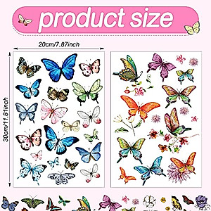 4 Sheet Roses Rub on Transfer Spring Flower Butterfly Vintage Iron on Transfers 11.8 x 7.9 Inch Furniture and Craft Decals for Spring Home Party Decor Wood DIY Arts Crafts(Butterfly)