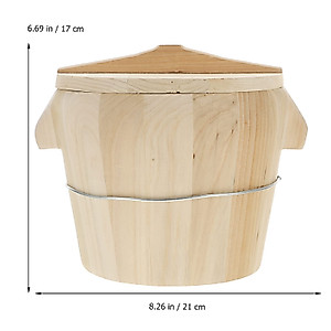 Cabilock Japanese Rice Bamboo Food Steamer Wooden Sushi Rice Bowl Hangiri Sushi Oke Sushi Rice Mixing Tub Bamboo Steamer Basket for Restaurant Home Kitchen Dumpling Steamer Basket Rice Container