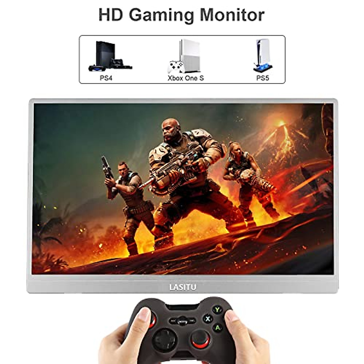 Lasitu Lightweight Portable Monitor 15.6 Inch FHD 1080P IPS VESA Portable Screen USB C Travel Monitor HDMI Gaming Monitor for Laptop PC MAC Cellphone Switch Xbox PS3-5 with Smart Cover